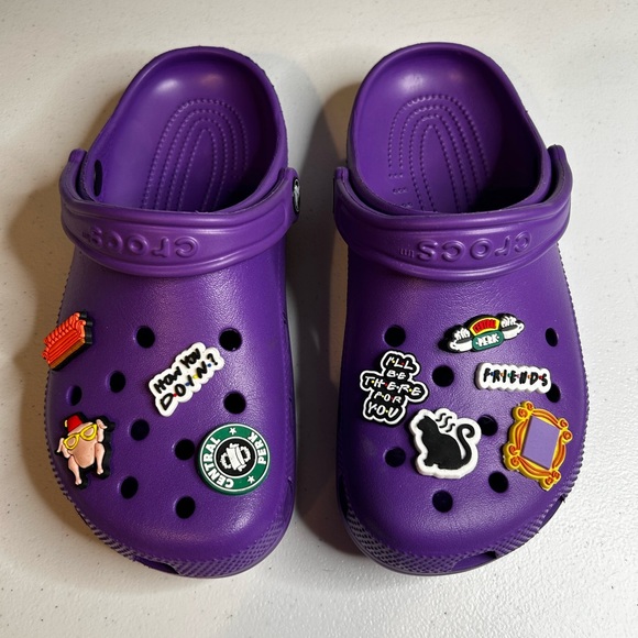 CROCS | Shoes | Crocs Purple Clogs With Friends Charms | Poshmark